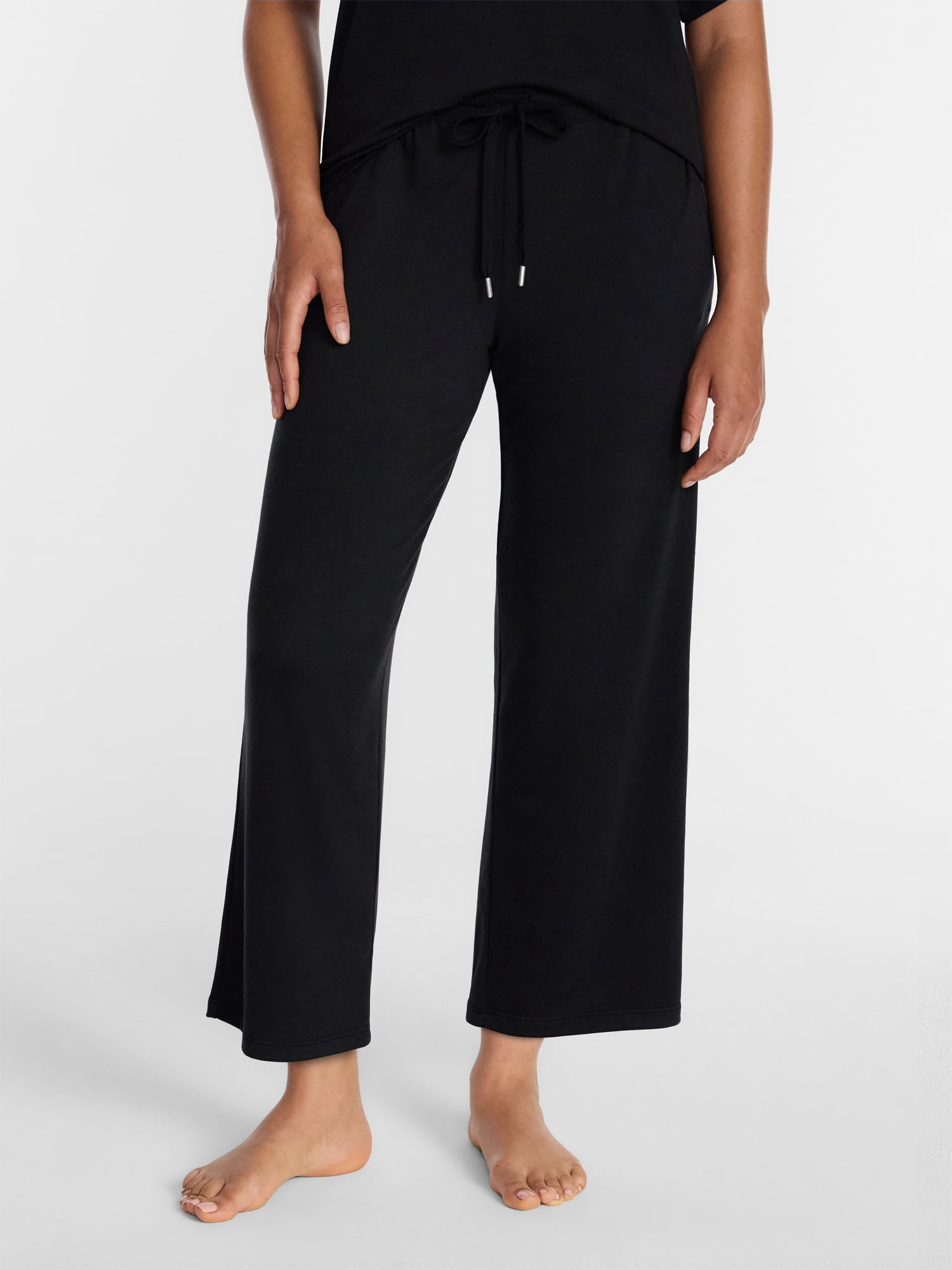 Joyspun Women's French Terry Knit Sleep Capri Pants, 25” Inseam, Sizes ...