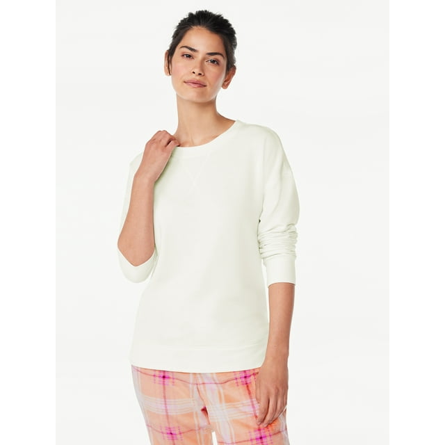 Joyspun Women's French Terry Sleep Top with Long Sleeves, Sizes XS to ...