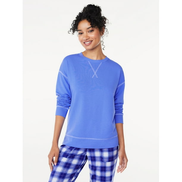 Joyspun Women's French Terry Sleep Top with Long Sleeves, Sizes XS to ...