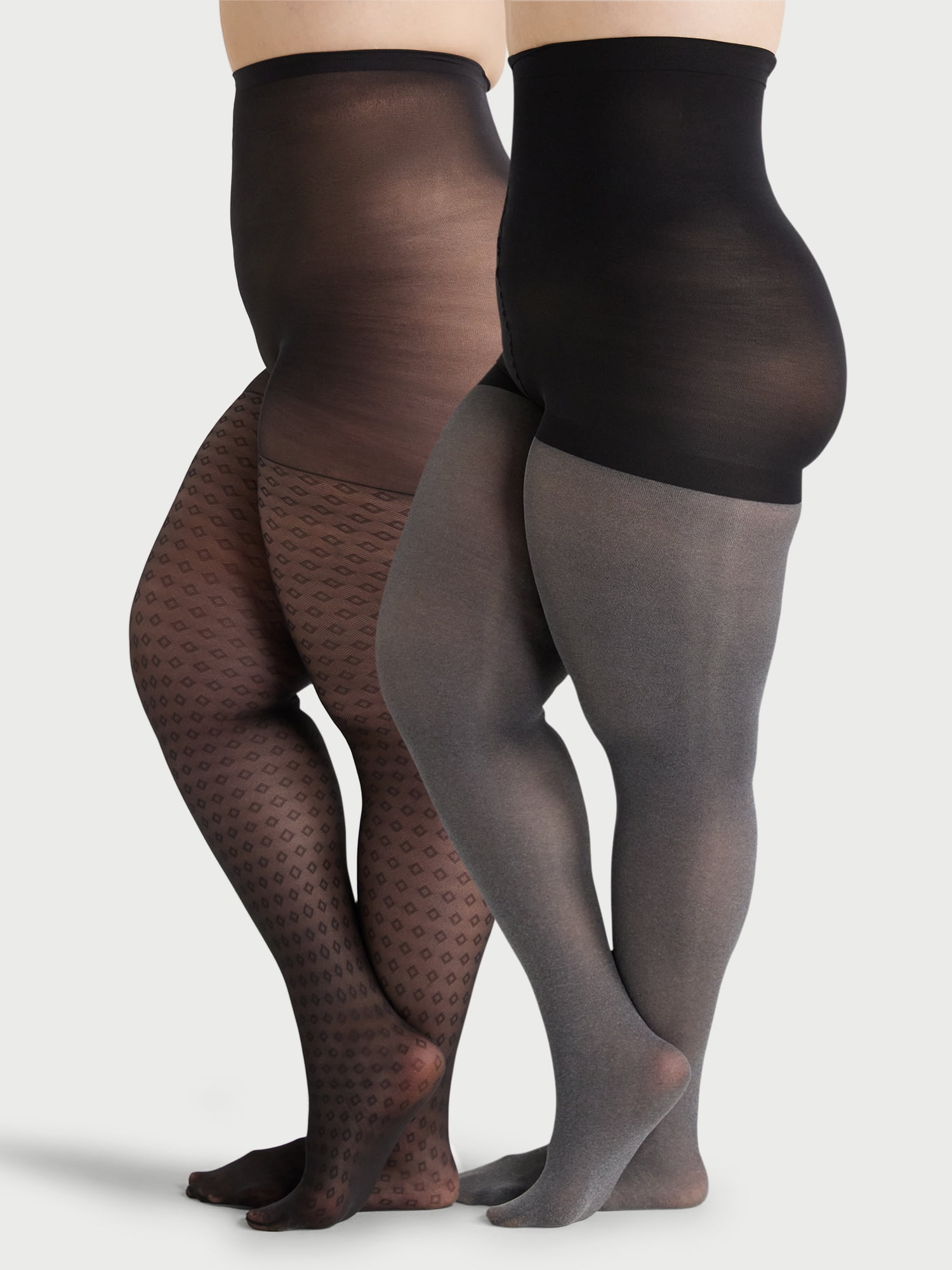 Joyspun Women's Geometric Pattern and Opaque Tights, 2-Pack, Sizes S to 3XL - Walmart.com