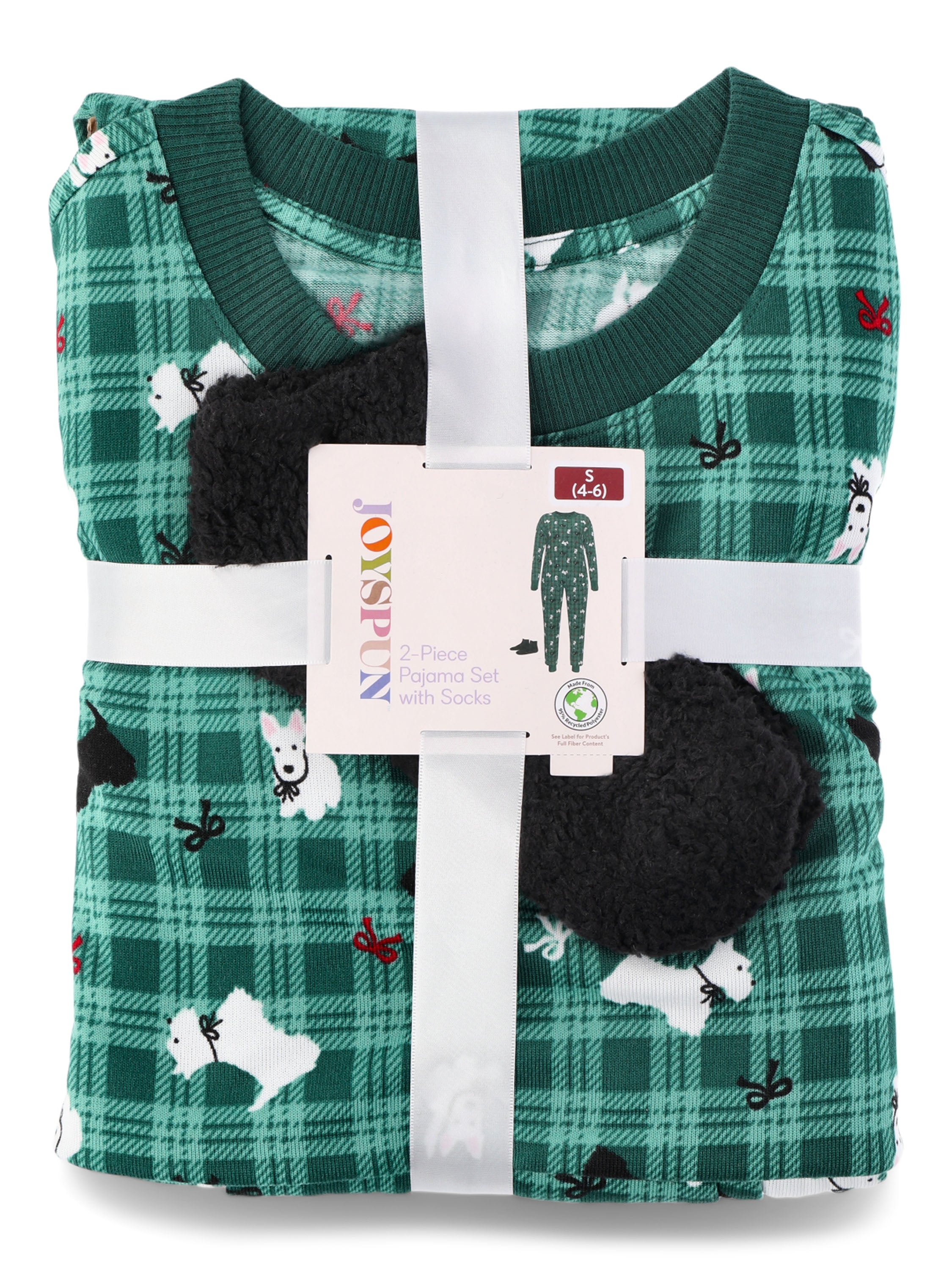 Joyspun Women's Pajama Top, Joggers and Socks Gift Set, 3-Piece, Sizes ...