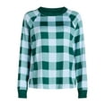 Joyspun Womens Hacci Knit Buffalo Plaid Sleep Top With Long Sleeves