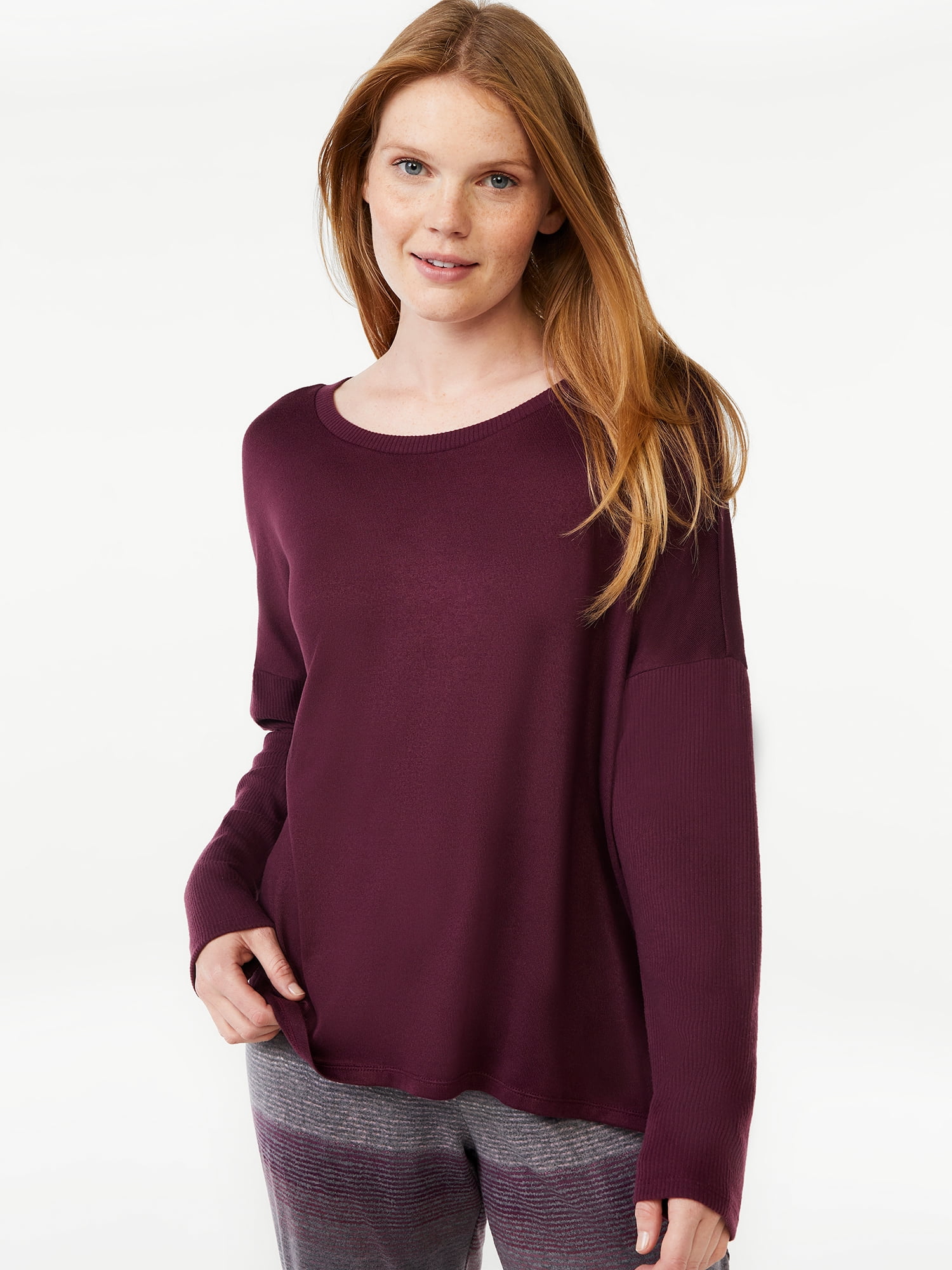 Joyspun Women's Hacci Knit Sleep Top, Sizes S to 3X - Walmart.com