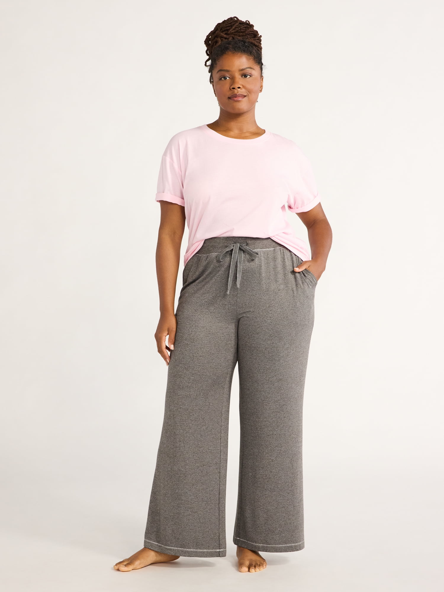 Joyspun Women's Hacci Knit Sleep Pants, 30.5” Inseam, Sizes XS-3X ...