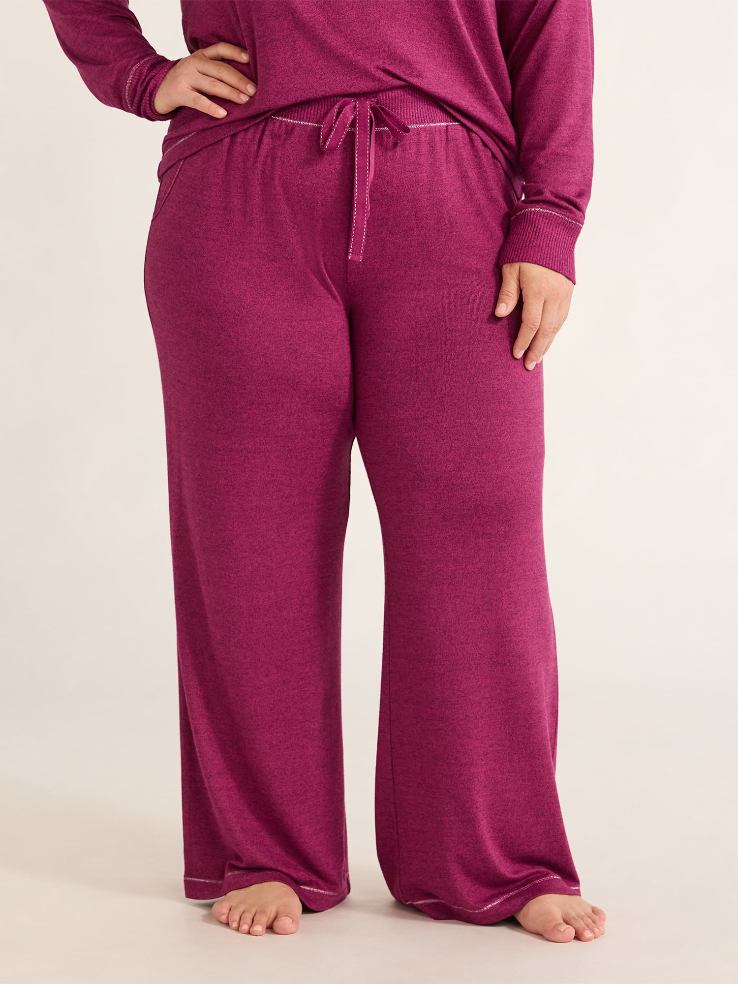 Joyspun Women's Hacci Knit Sleep Pants, 30.5” Inseam, Sizes XS-3X ...