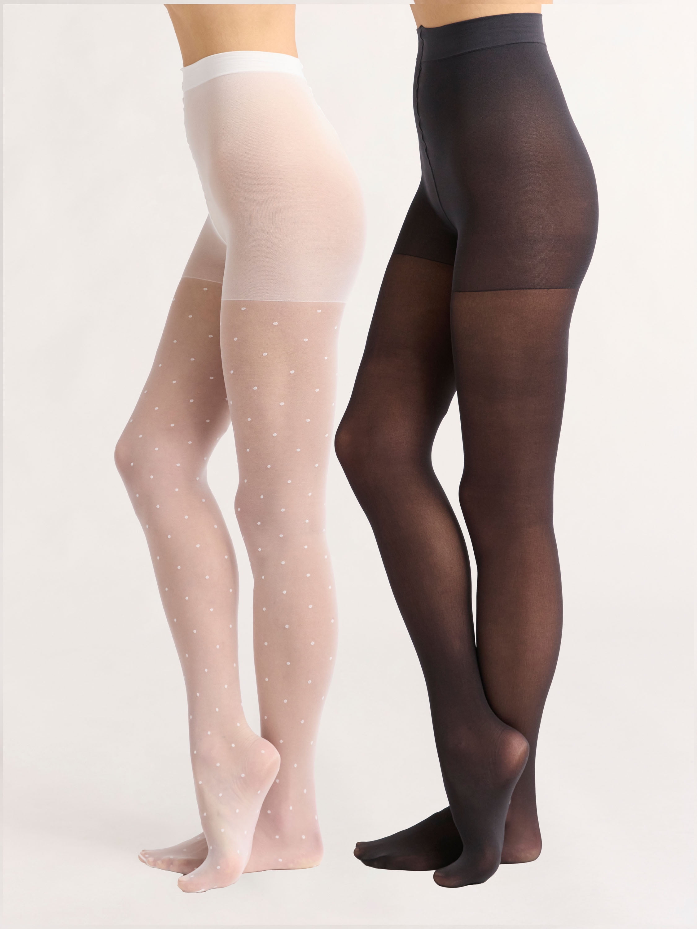 Joyspun Women's High Waist Opaque and Dotted Sheer Tights, 2-Pack, Sizes S-3XL - Walmart.com