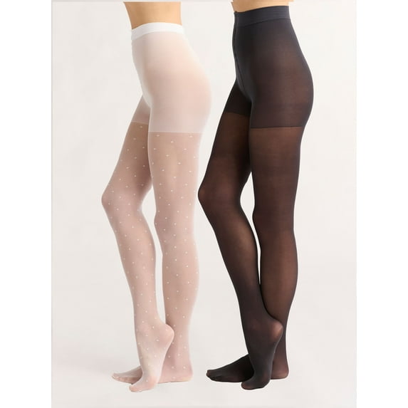 Joyspun High Waist Opaque & Dotted Sheer Tights for Women, Sizes S-3XL, 2-pack - Walmart.com