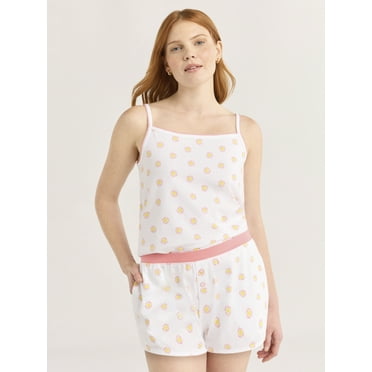 Joyspun Women’s and Women’s Plus Lace Trim Knit Cami and Shorts Pajama ...