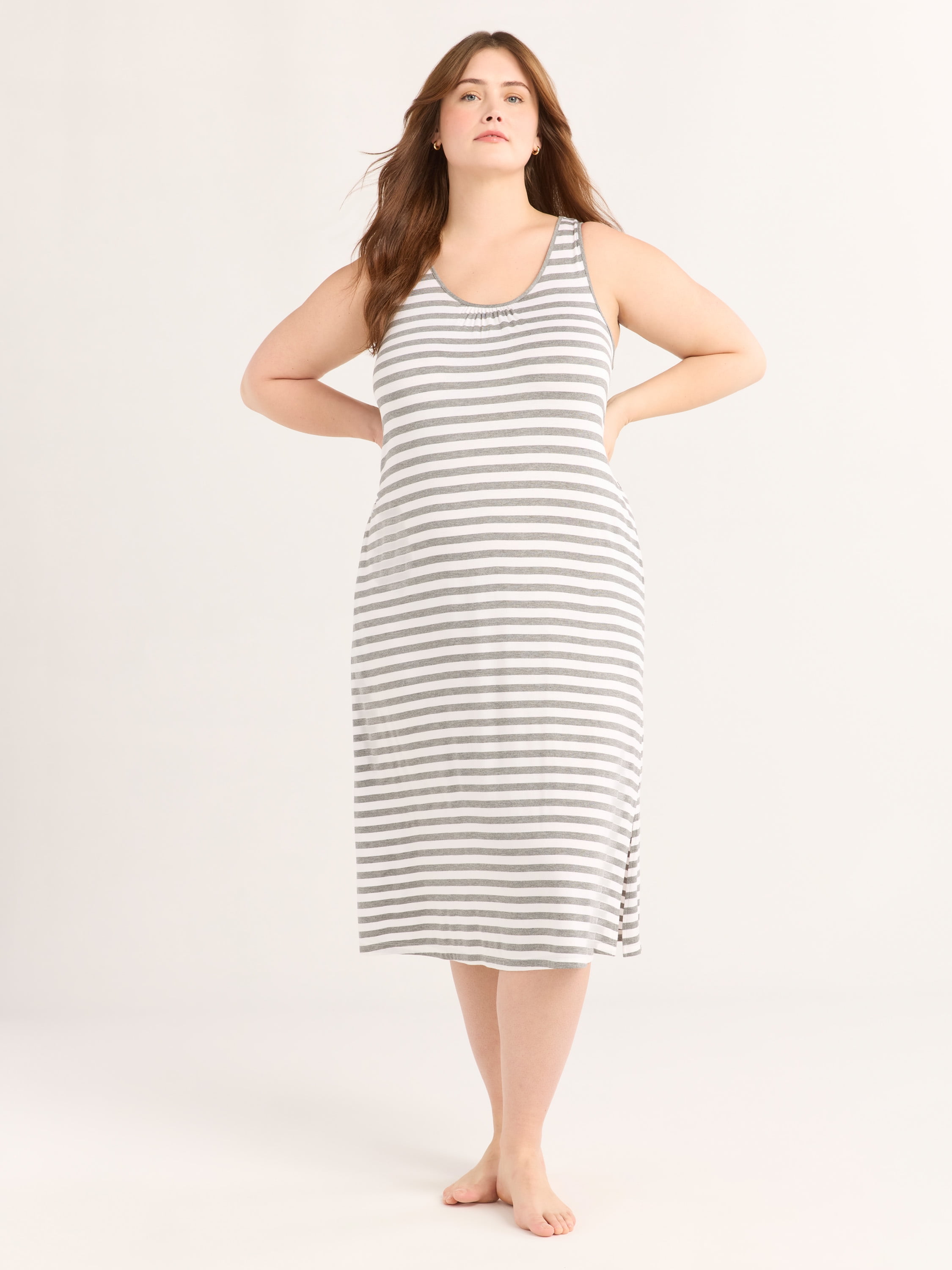 Joyspun Women’s Knit Midi Sleep Chemise, Sizes S-5X - Walmart.com