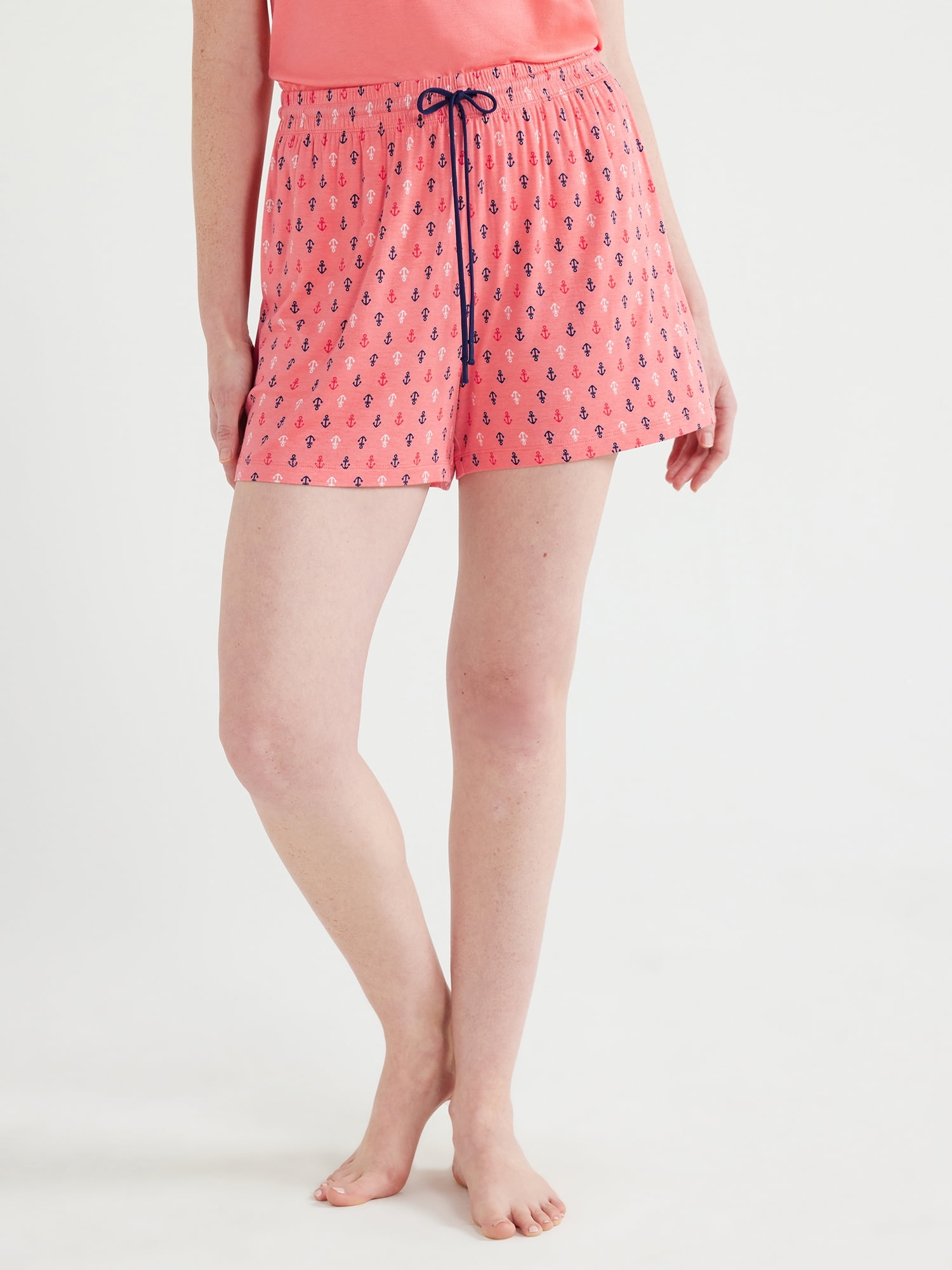 Joyspun Women's Knit Pull-On Sleep Shorts with Pockets, Sizes S to 3X ...