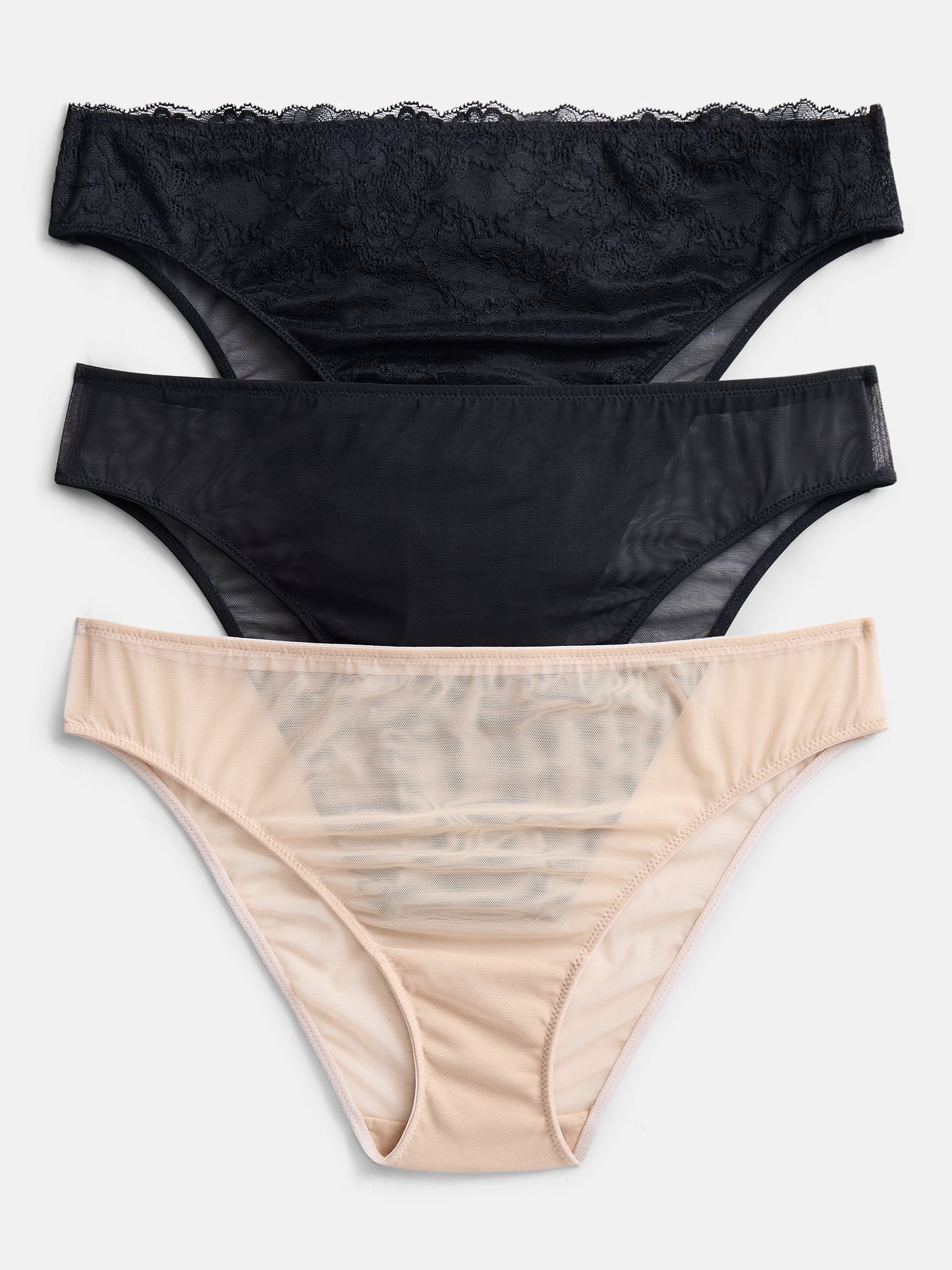 Joyspun Women's Lace and Mesh Cheeky Panties, 3-Pack, Sizes XS-XXXL ...
