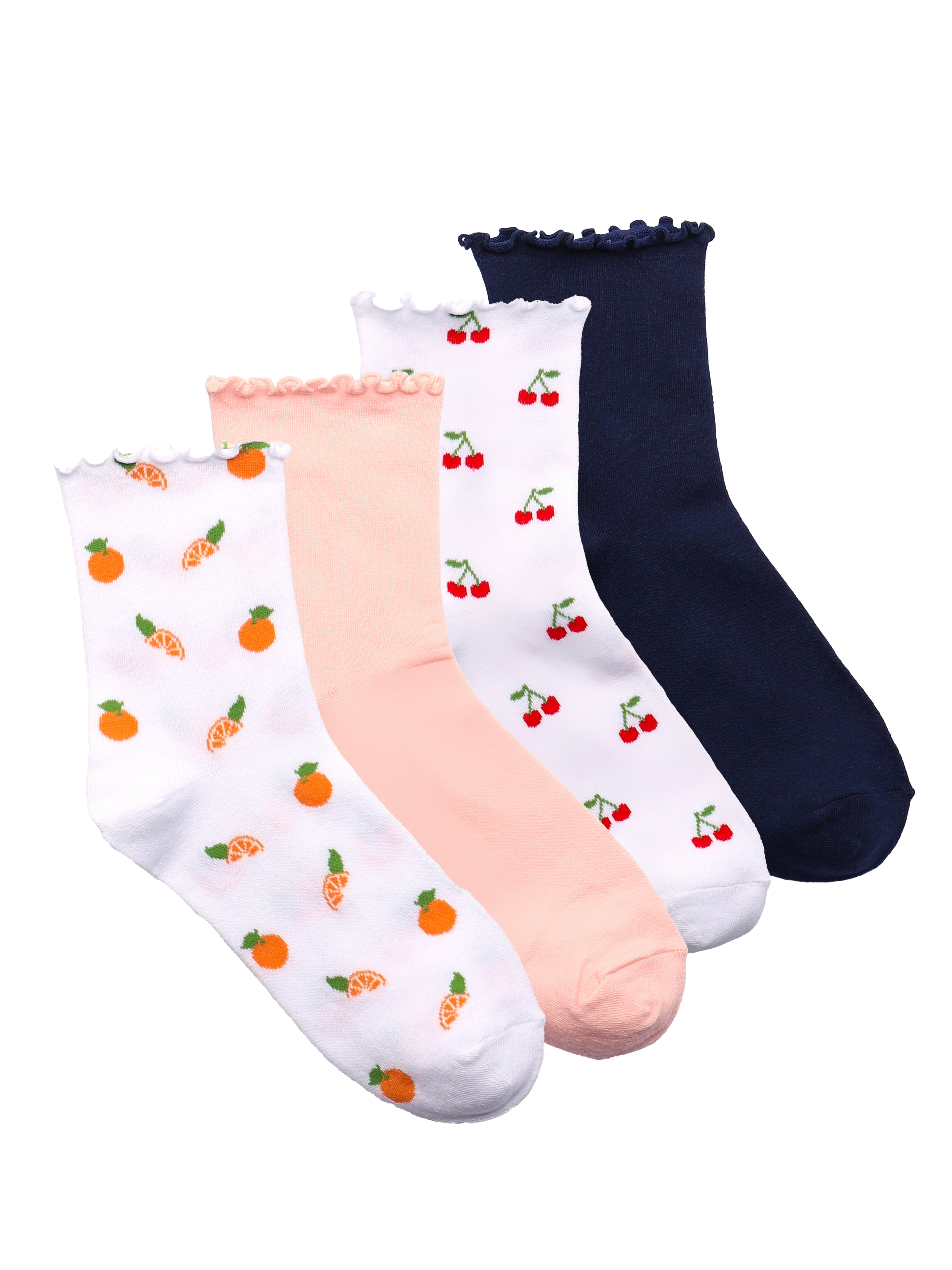 Joyspun Women’s Lettuce Edge Crew Socks 4-Pack for Shoe Sizes 4-10 ...