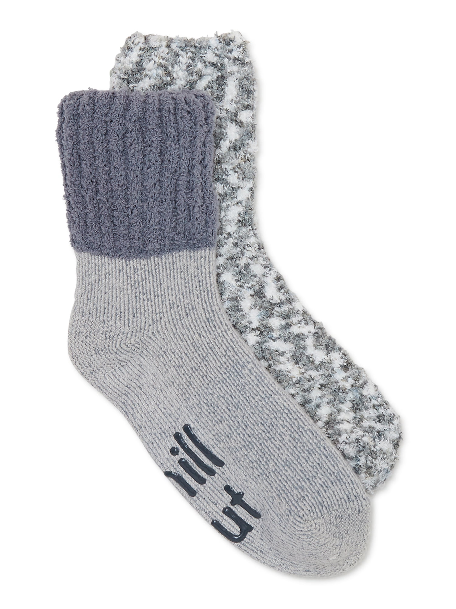 Joyspun Women's Cozy Lounge Socks 2-Pack Size 4-10 with Grippers ...