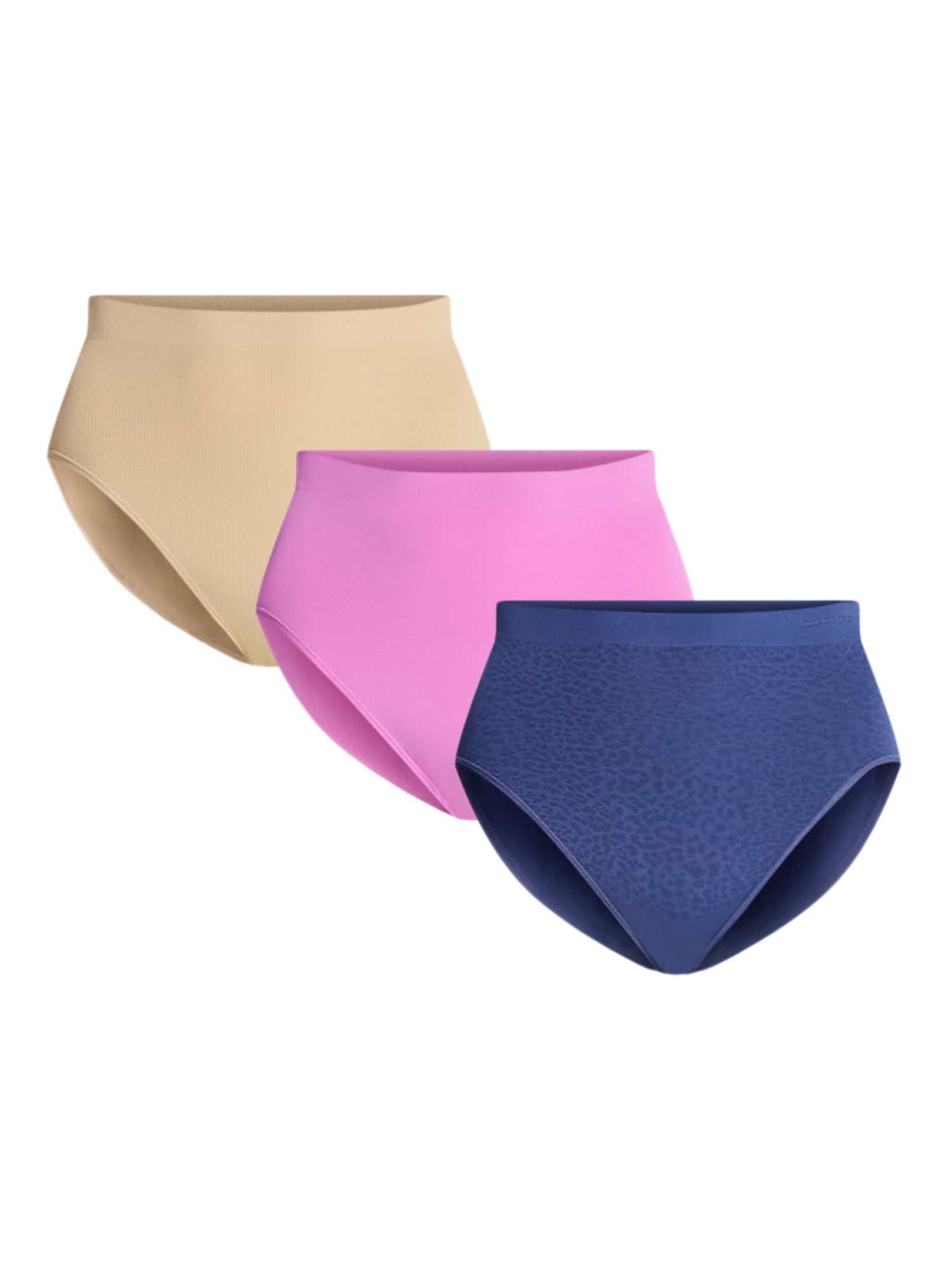 Joyspun Women's Plus Seamless Hi-Cut Panties, 3-Pack, Sizes 1X-5X ...
