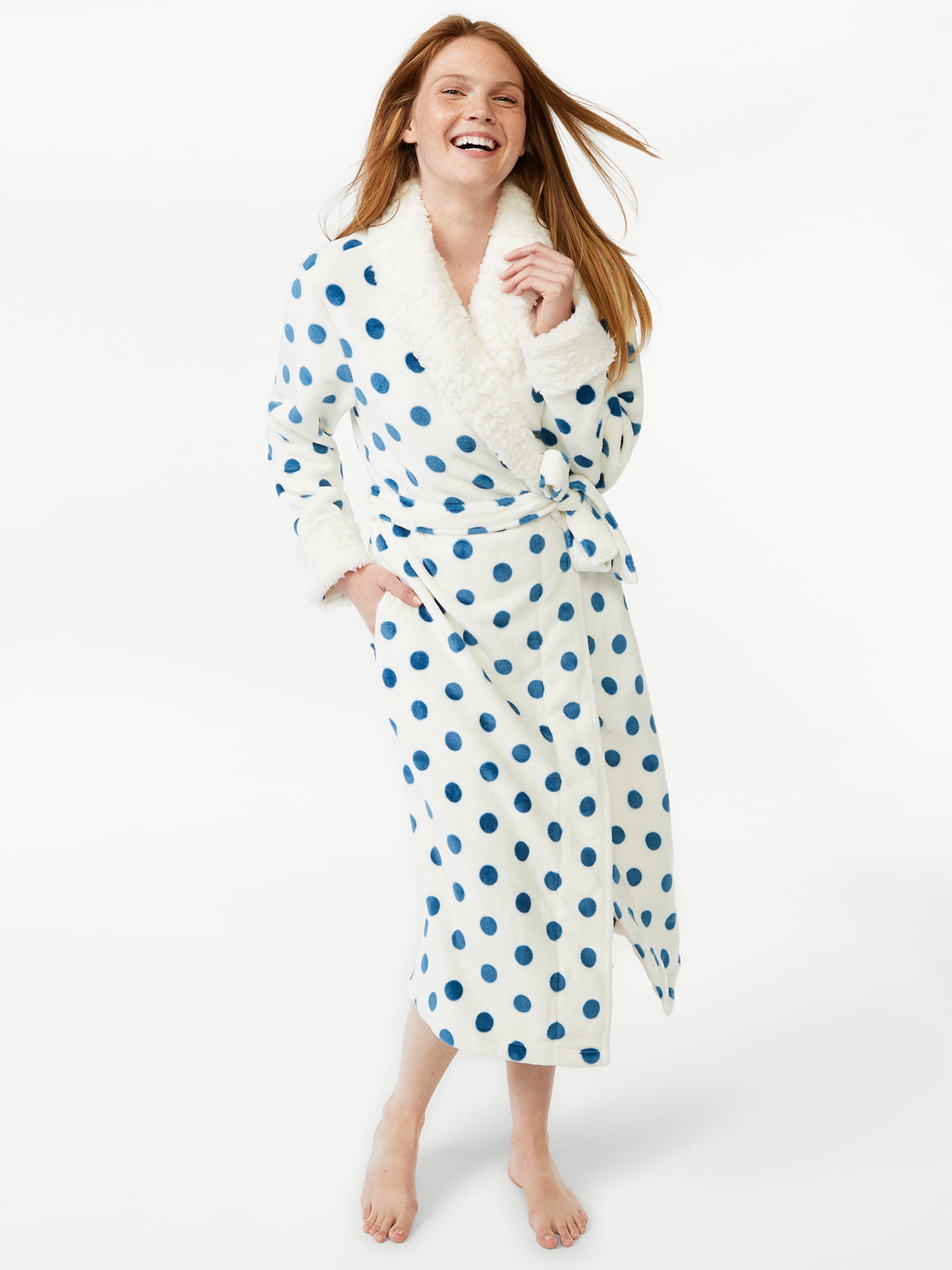 Joyspun Women's Plush Sleep Robe, Sizes S to 3X, Cozy Comfort Shawl ...