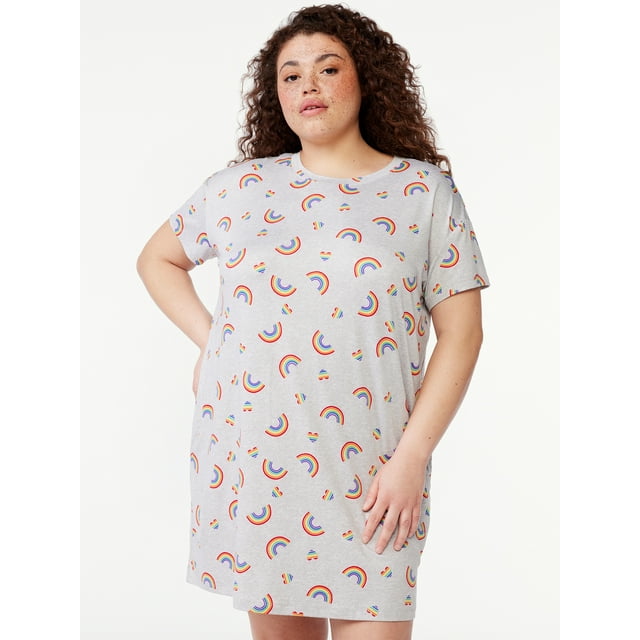 Joyspun Women's Print Sleepshirt with Pockets, Sizes S/M to 2X/3X ...