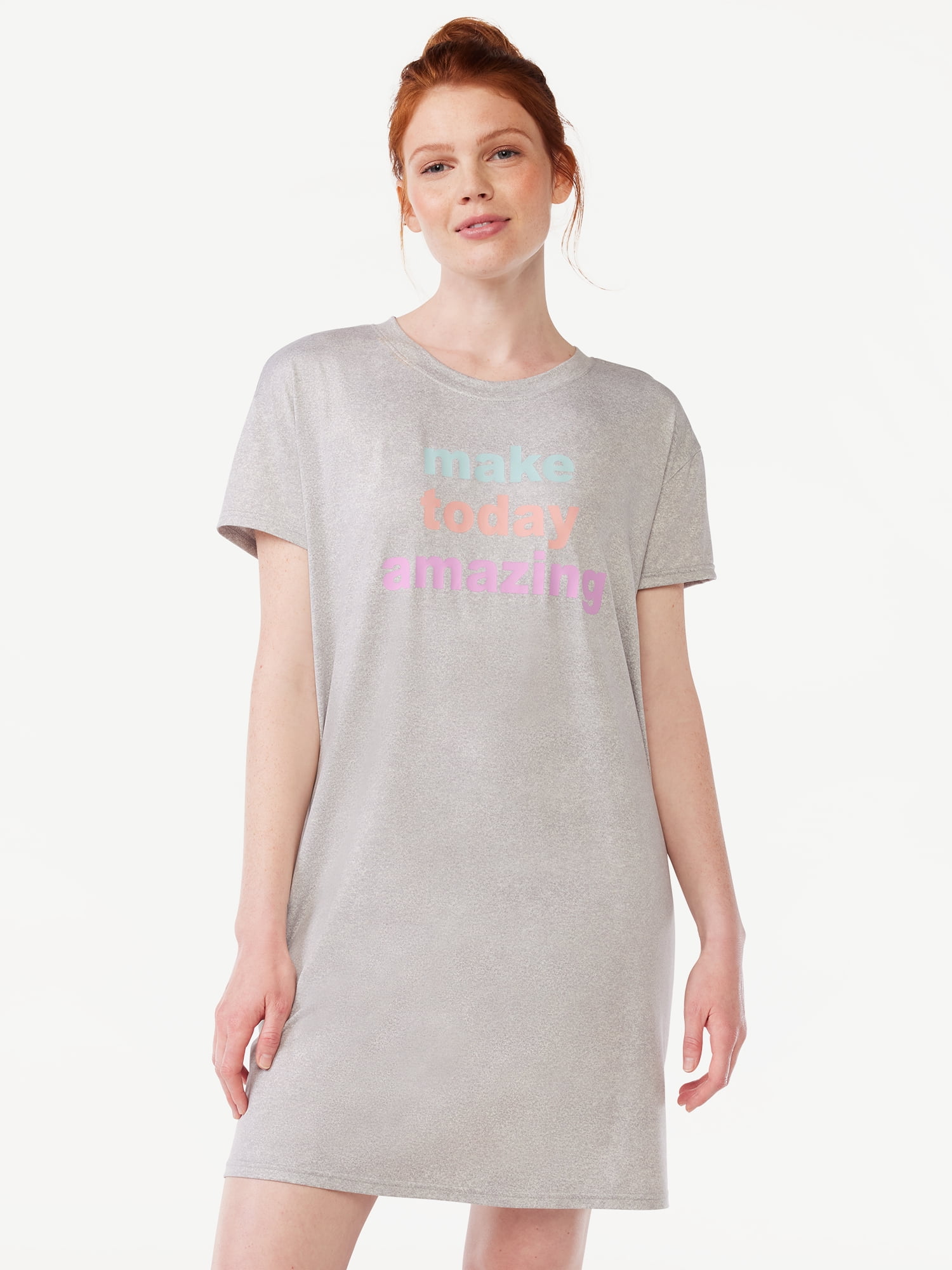 Joyspun Women's Print Sleepshirt with Pockets, Sizes S/M to 2X/3X ...