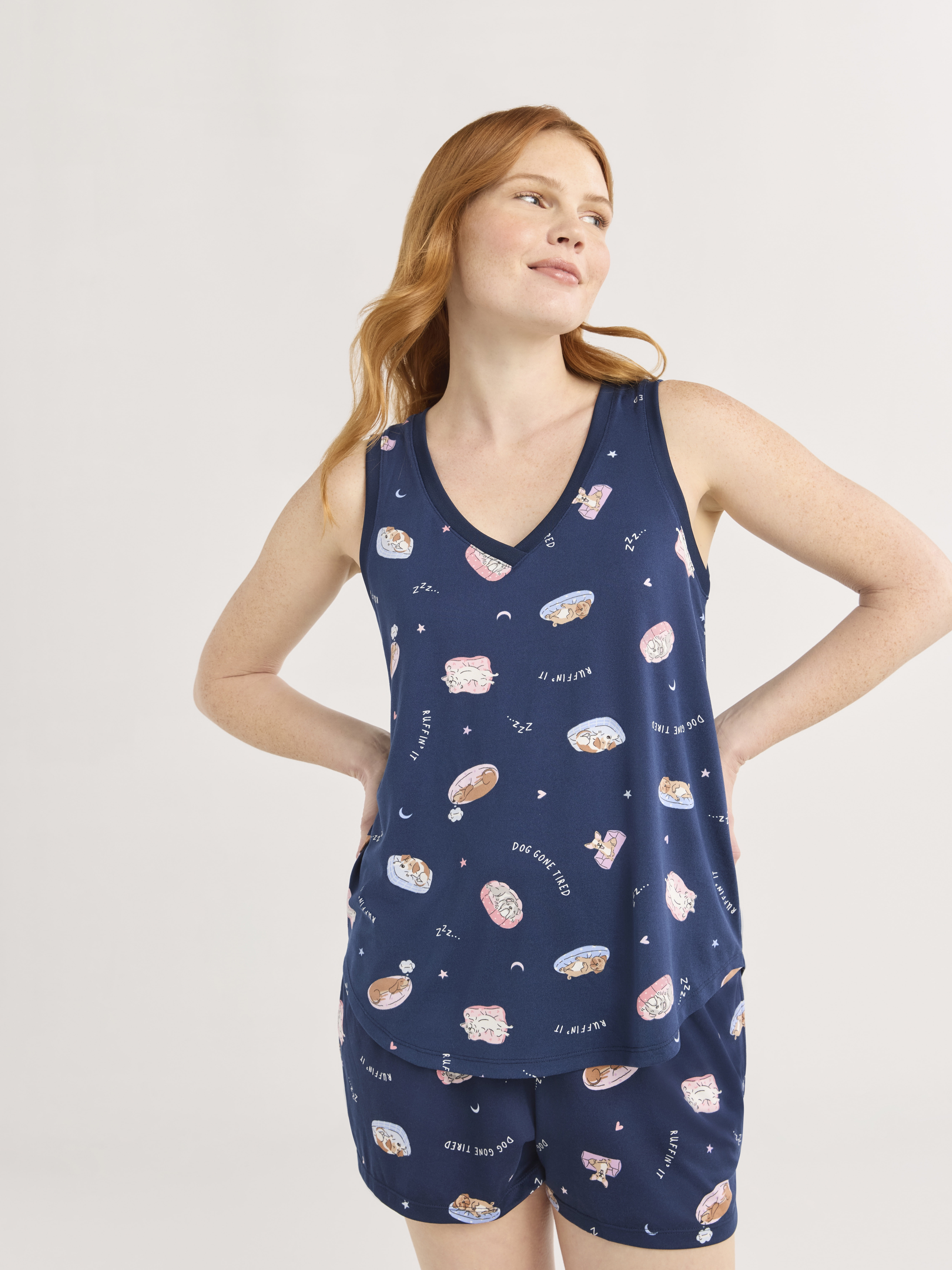 Joyspun Women's Printed Tank Top and Shorts Pajama Set 2-Piece Sizes XS ...