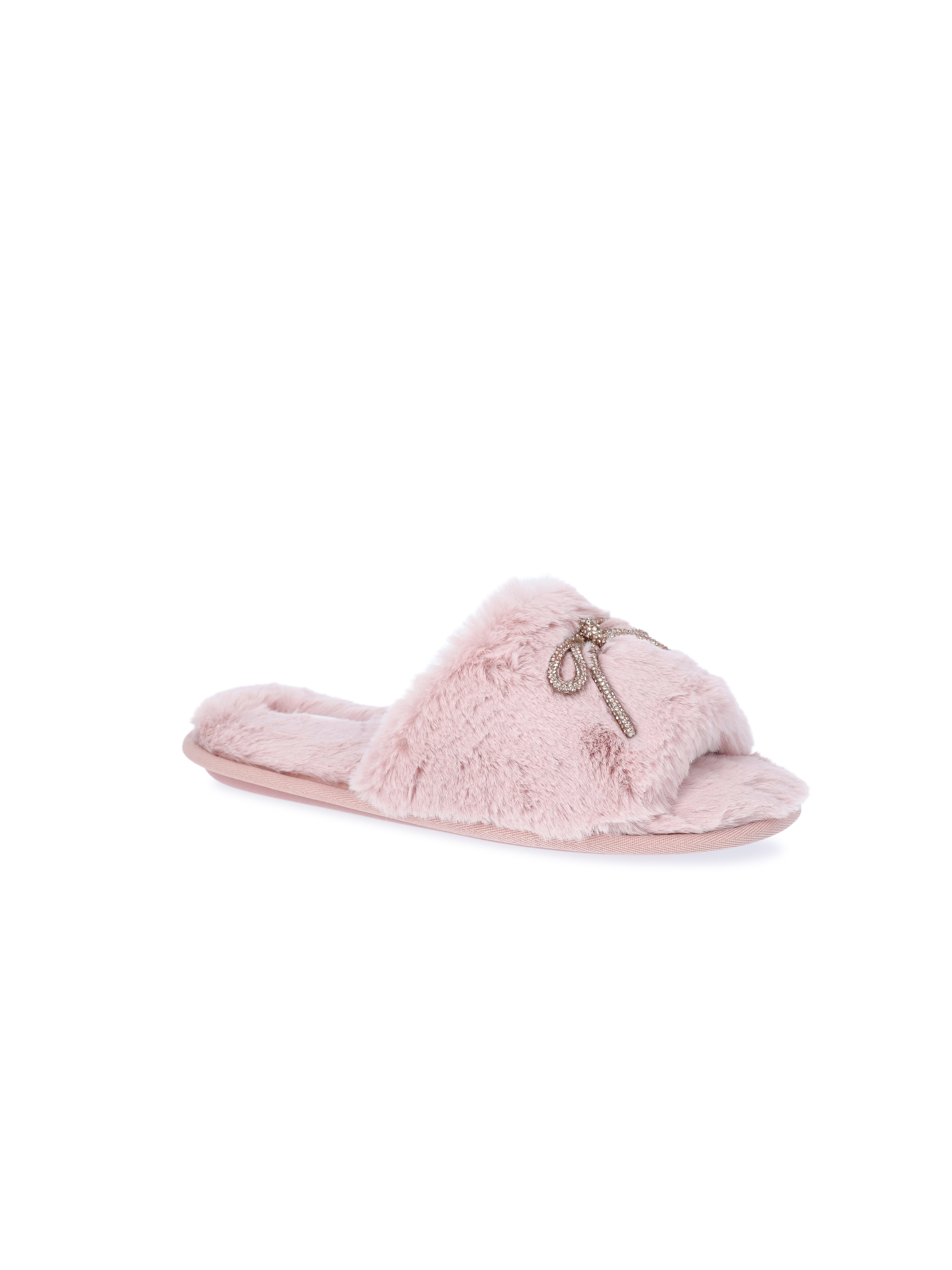 Joyspun Women's Rhinestone Bow Open-Toe Slippers - Walmart.com
