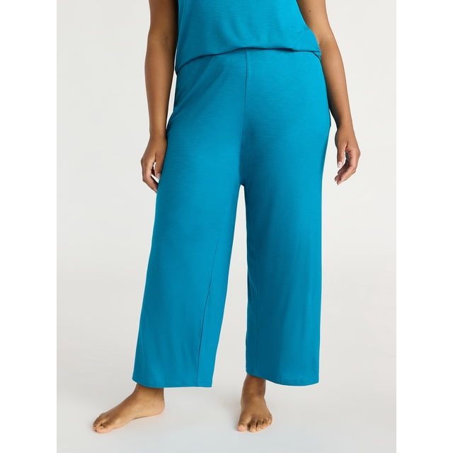 Joyspun Women's Ribbed Knit Pull On Sleep Pants, Sizes S to 3X ...