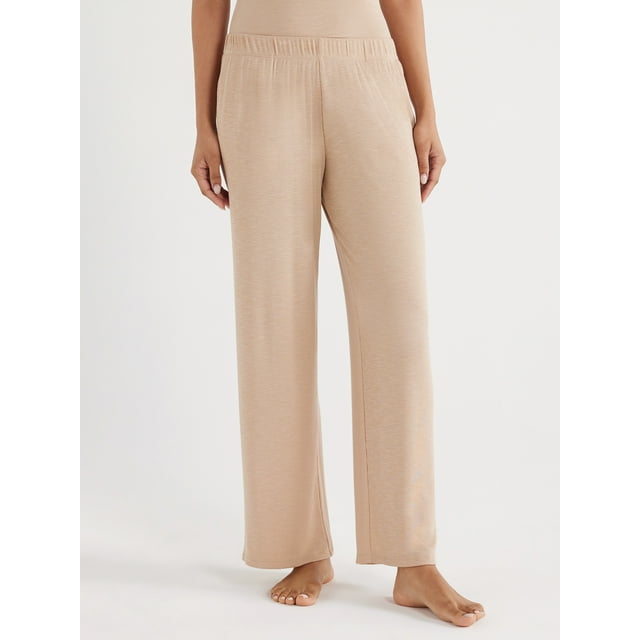Joyspun Women's Ribbed Knit Pull On Sleep Pants, Sizes S to 3X ...