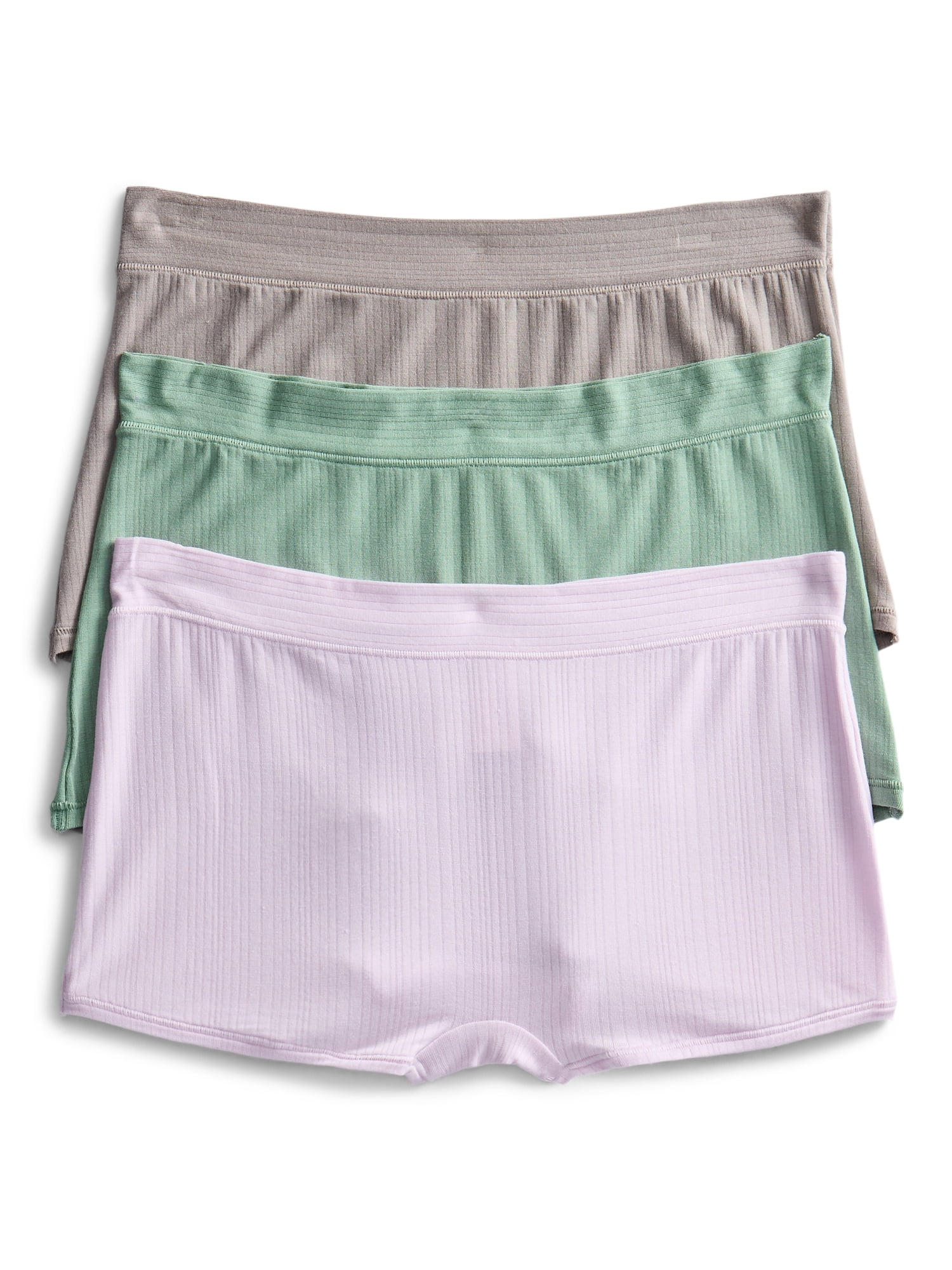 Joyspun Women's Ribbed Modal Boyshort Panties, 3-Pack, Sizes XS-3XL ...