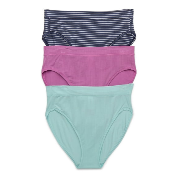 Joyspun Women’s Ribbed Modal Hi-Cut Brief Panties, 3-Pack, Sizes XS-3XL ...