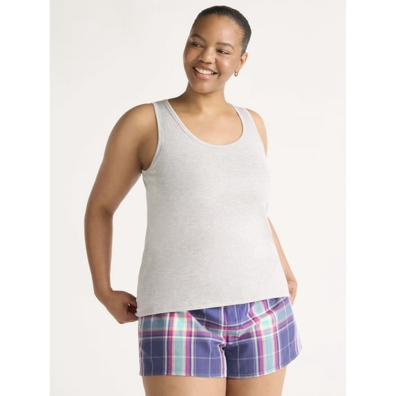 Joyspun Ribbed Tank with Inner Bra for Women, Sleeveless Scoop Neck ...
