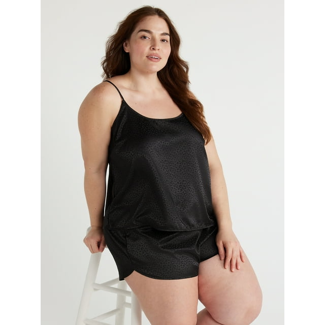 Joyspun Satin Cami & Shorts Pajama Set - women's Sleepwear - Walmart.com