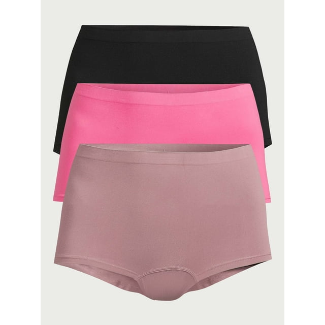 Joyspun Women’s Seamless Boyshort Panties, 3-Pack, Sizes L to 3X ...