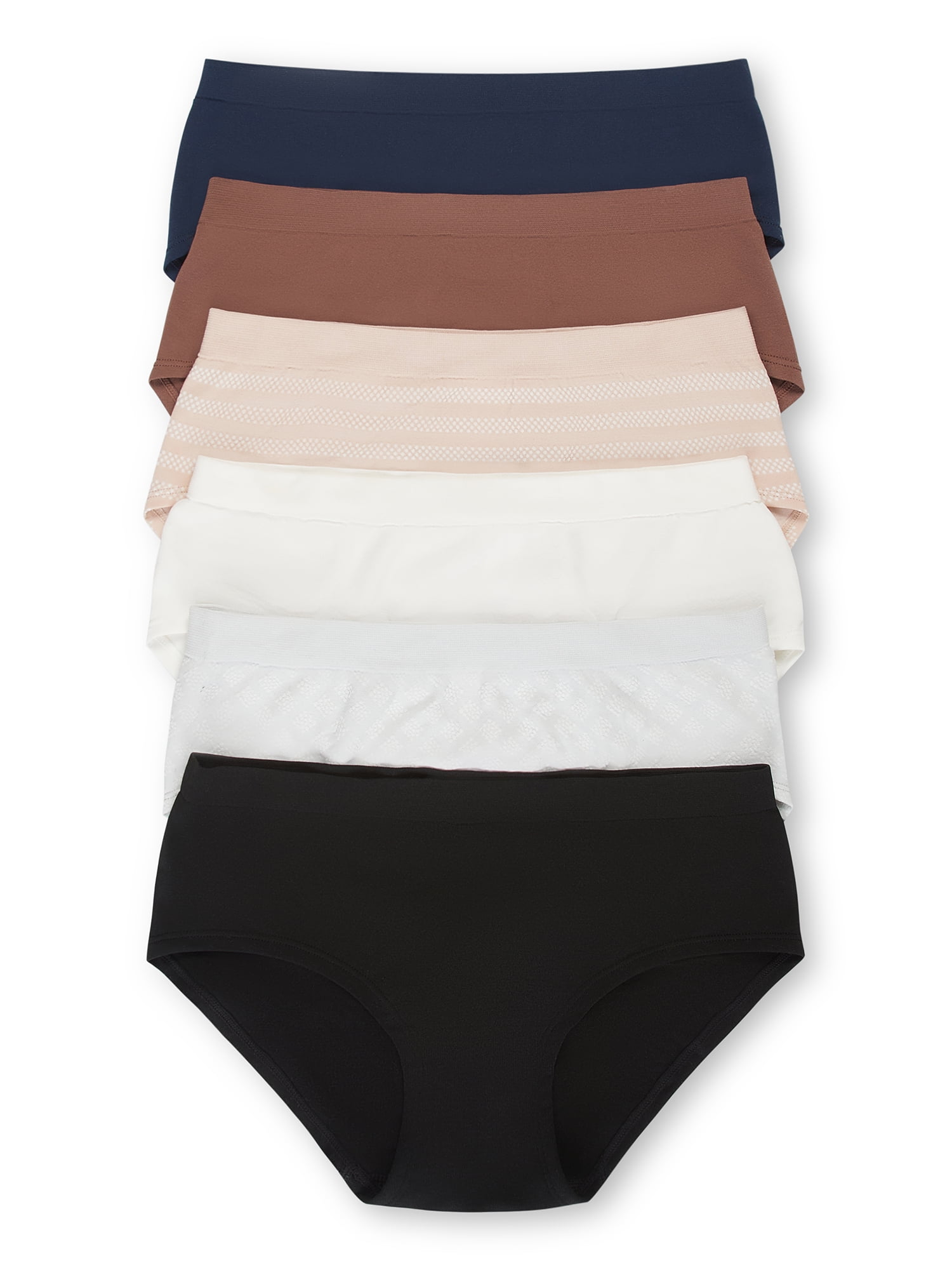 Joyspun Women's Seamless Soft Stretchy Hipster Panties 6-Pack, Sizes XS ...