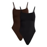 Joyspun Women's Seamless Shaping Ribbed Cami Bodysuit, 2-Pack, Sizes XS ...