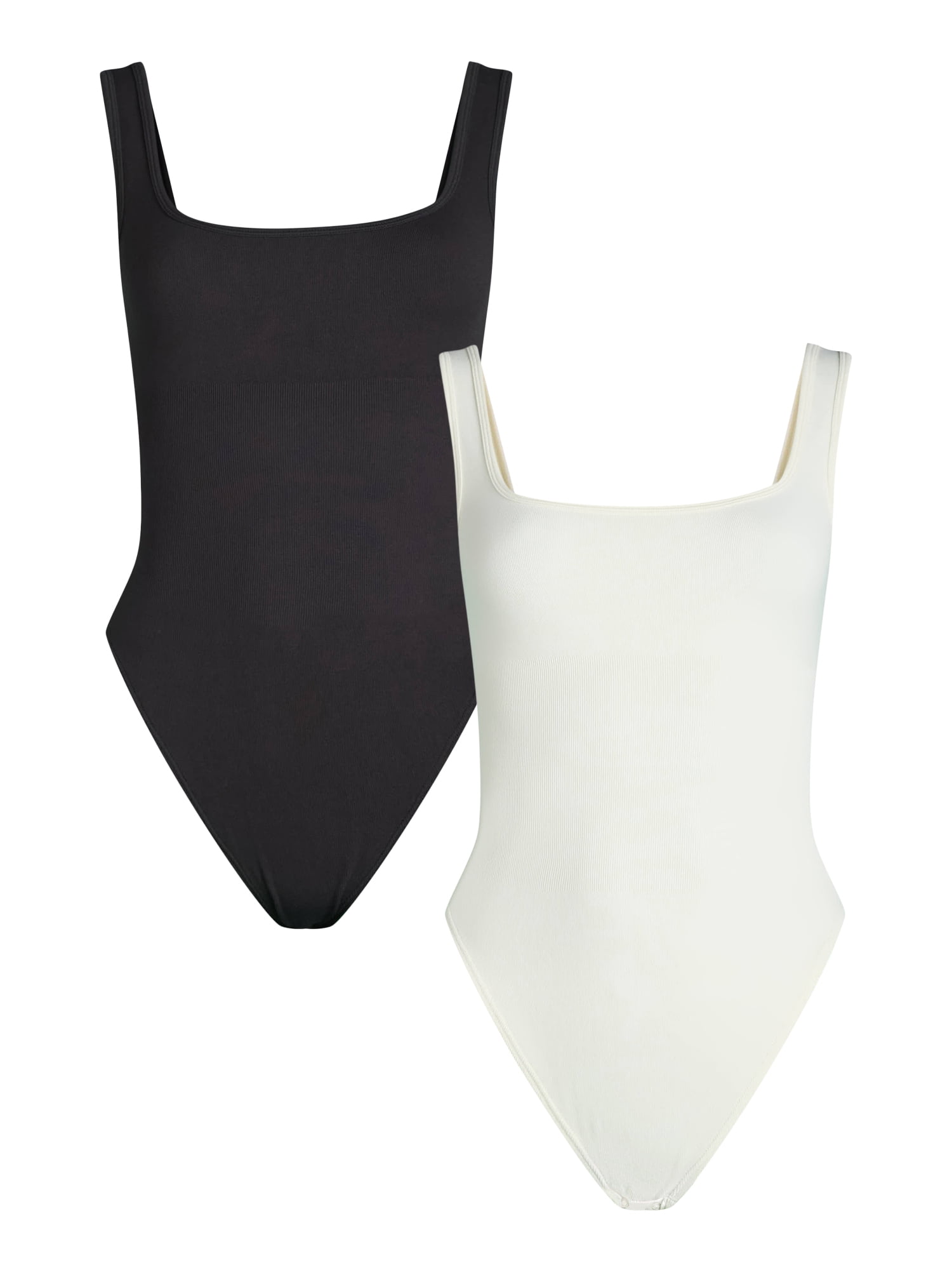 Joyspun Women's Seamless Slimming Tank Bodysuit 2-Pack, Sizes XS-3X ...