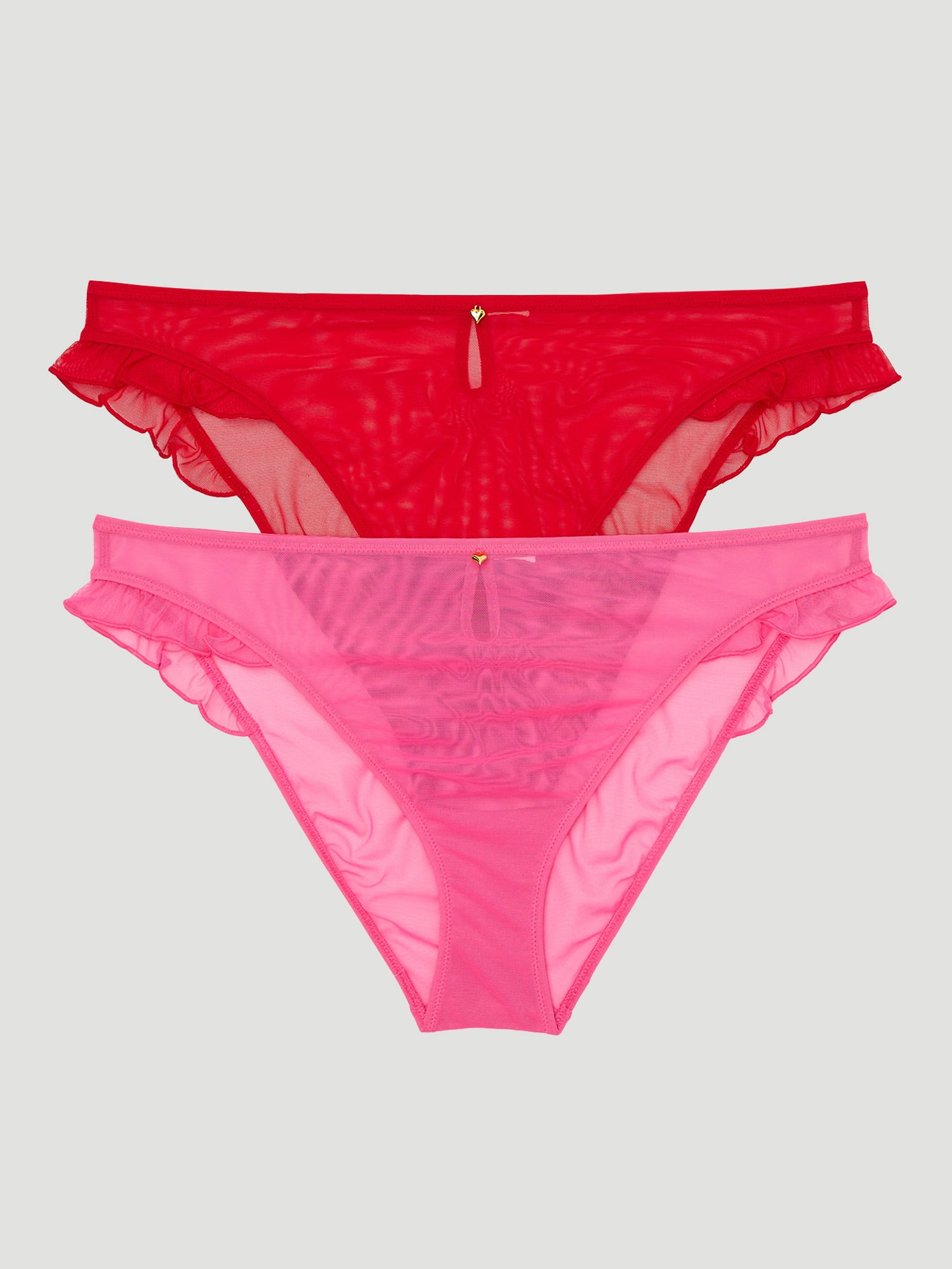 Joyspun Women's Sheer Mesh Cheeky Panty 2 Pack, Ruffle Trim ...