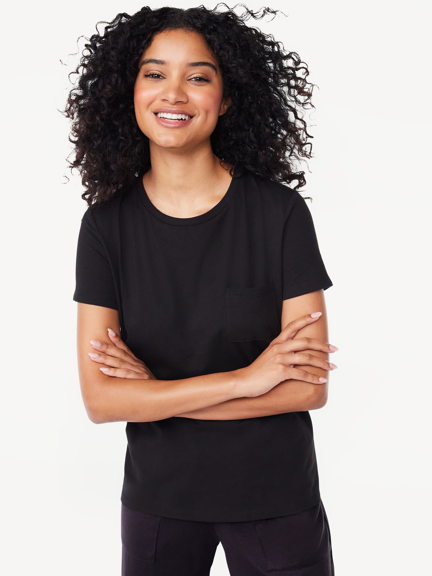 Joyspun Women's Short Sleeve Sleep Top, Sizes XS to 3X - Walmart.com