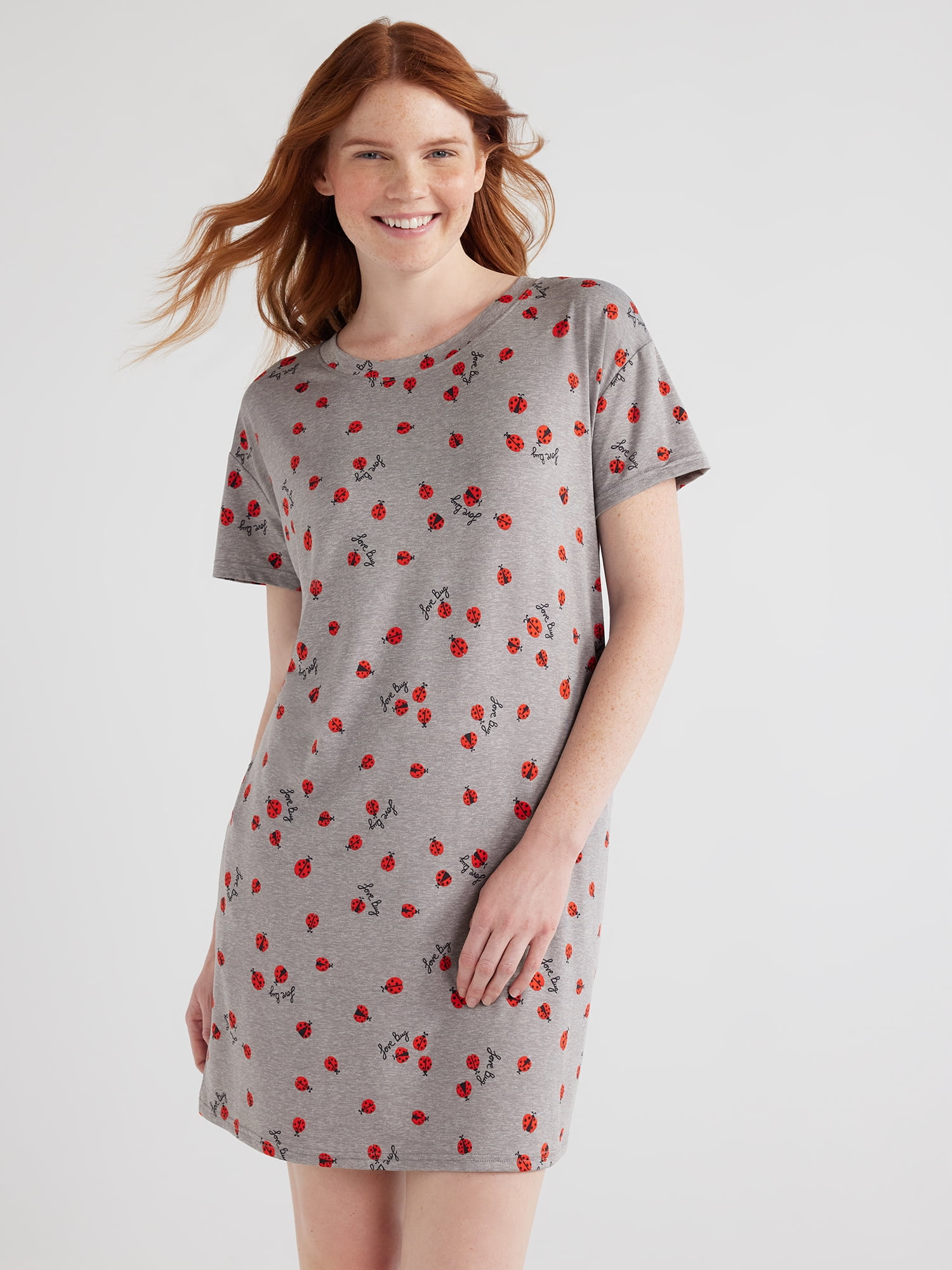 Joyspun Women's Short Sleeve Sleepshirt with Pockets, Sizes S/M to 2X ...