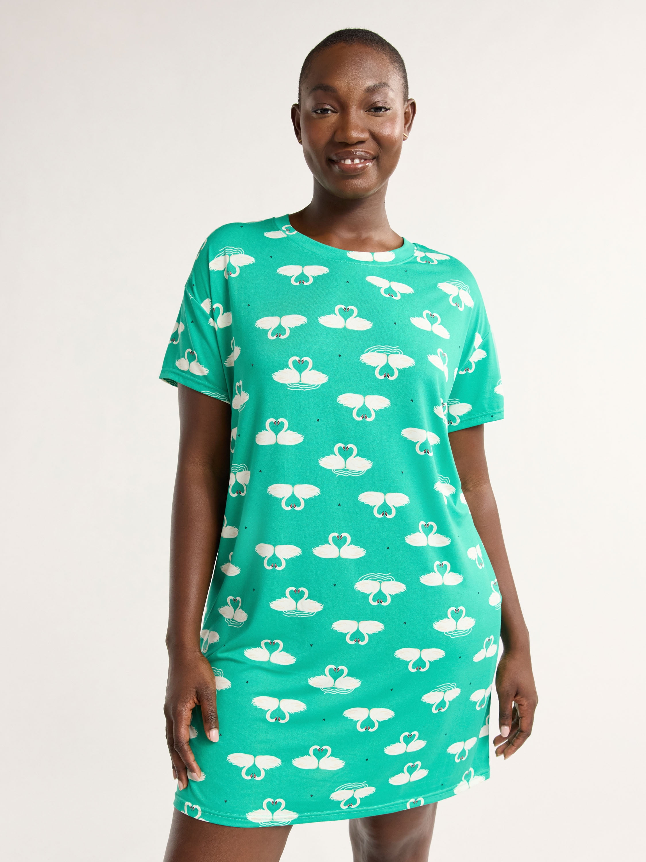 Joyspun Women's Dreamy Soft Collection Sleepshirt with Short Sleeves ...