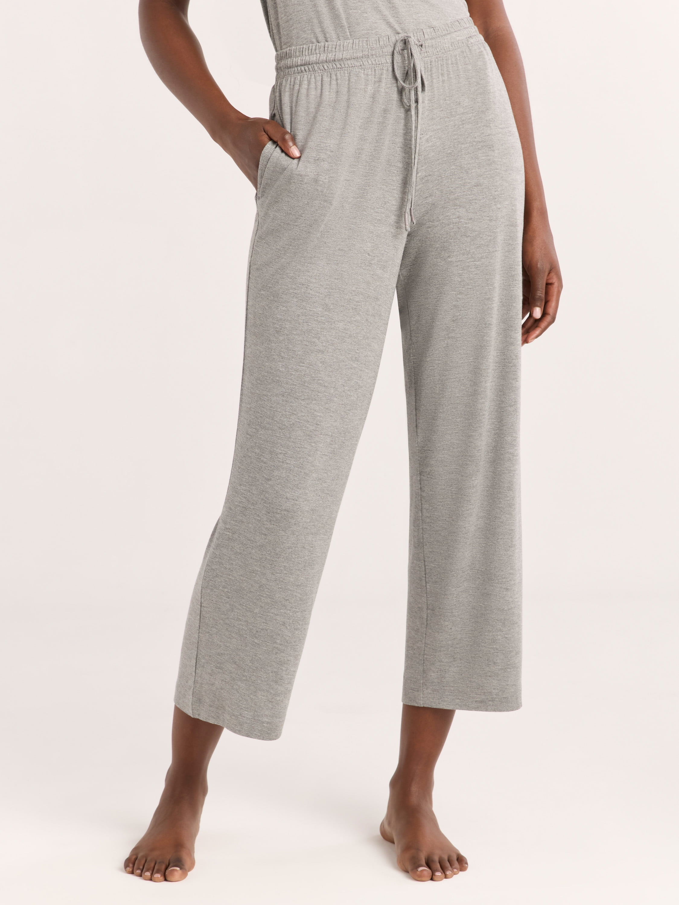 Joyspun Women's Sleepwear Knit Cropped Pajama Pants, 25'' Inseam ...