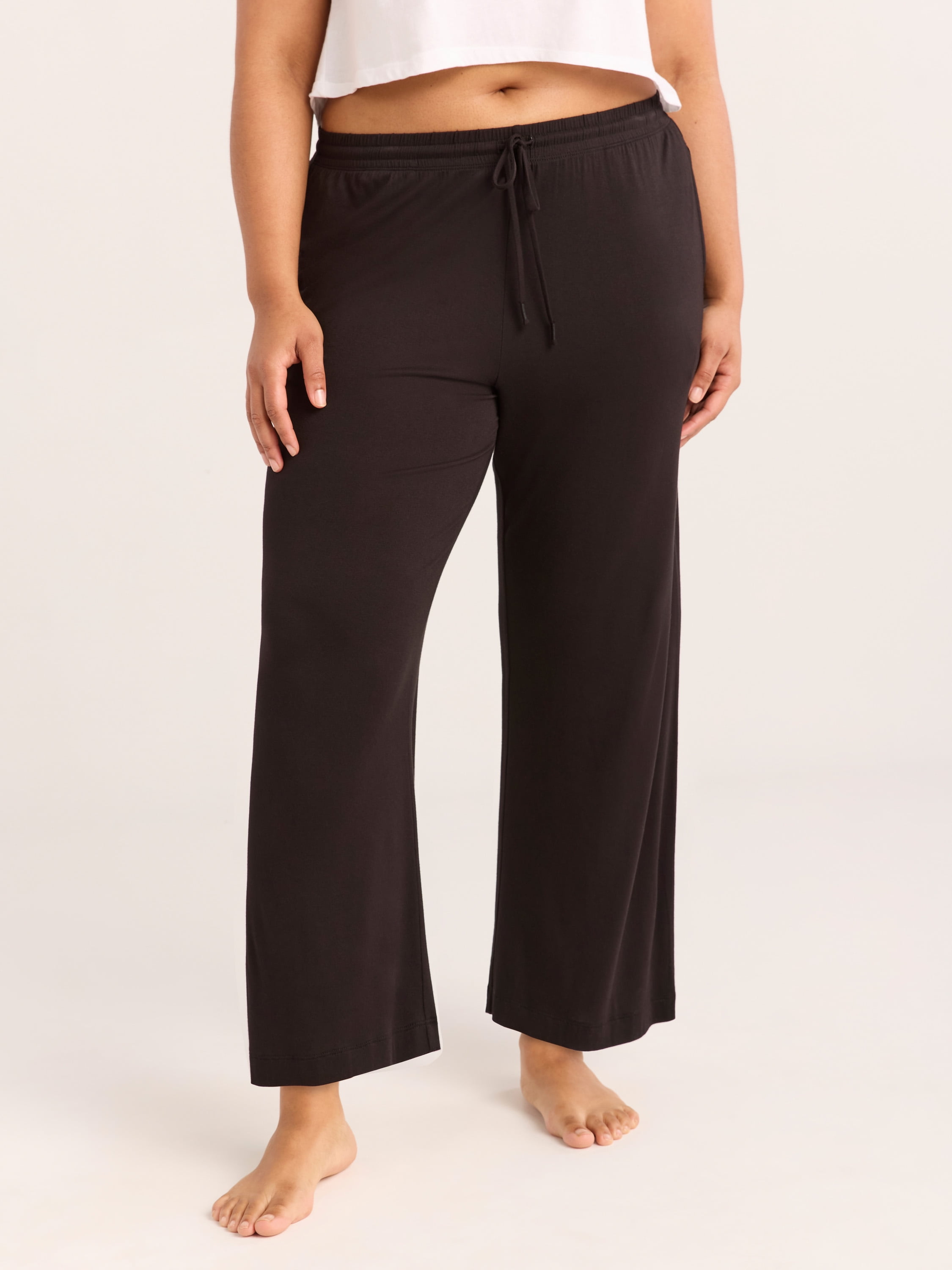 Joyspun Women's Sleepwear Knit Cropped Pajama Pants, 25 Inch Inseam ...