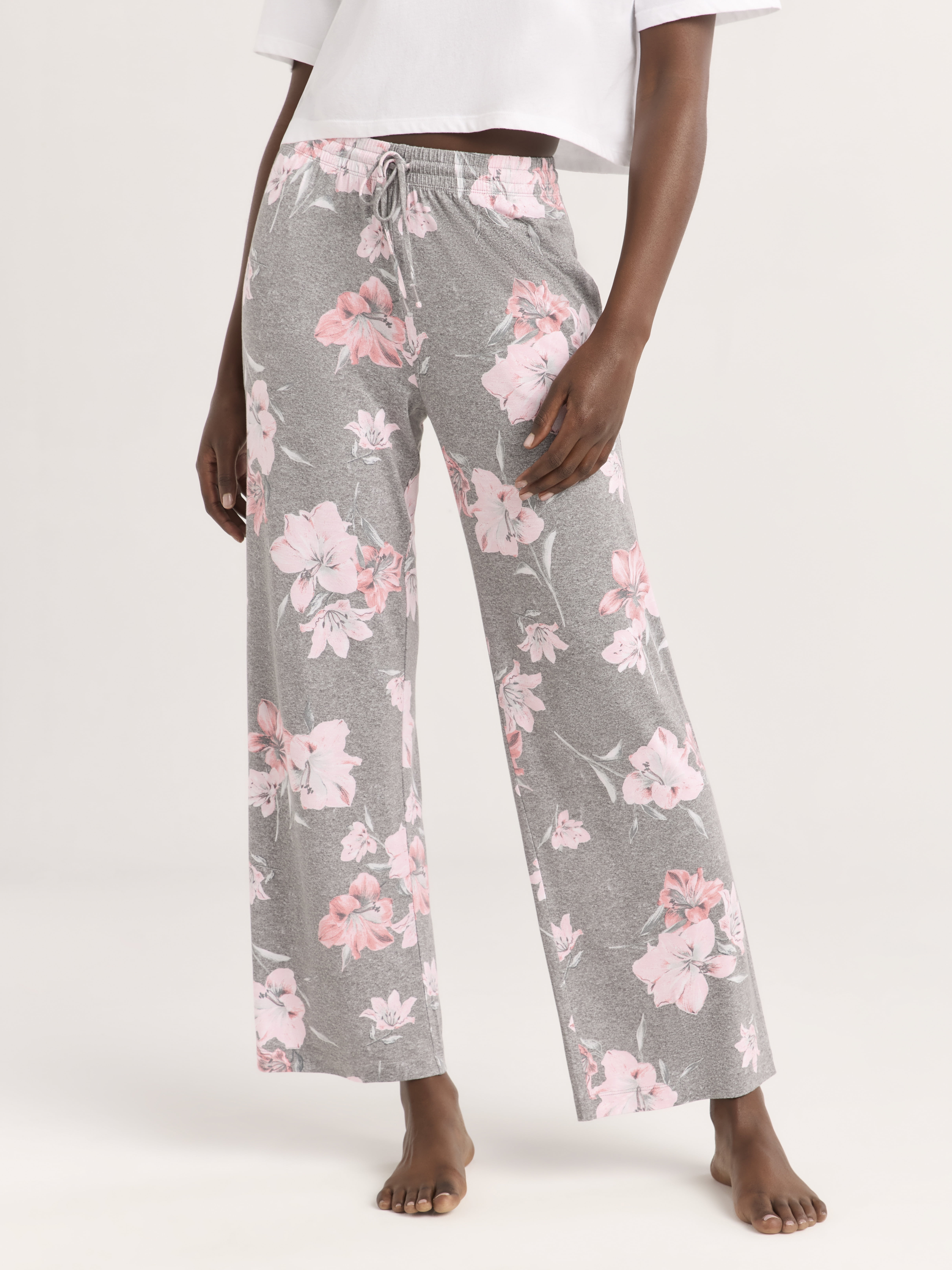 Joyspun Women's Sleepwear Long Knit Pajama Pants 29 Inseam Relaxed Fit ...
