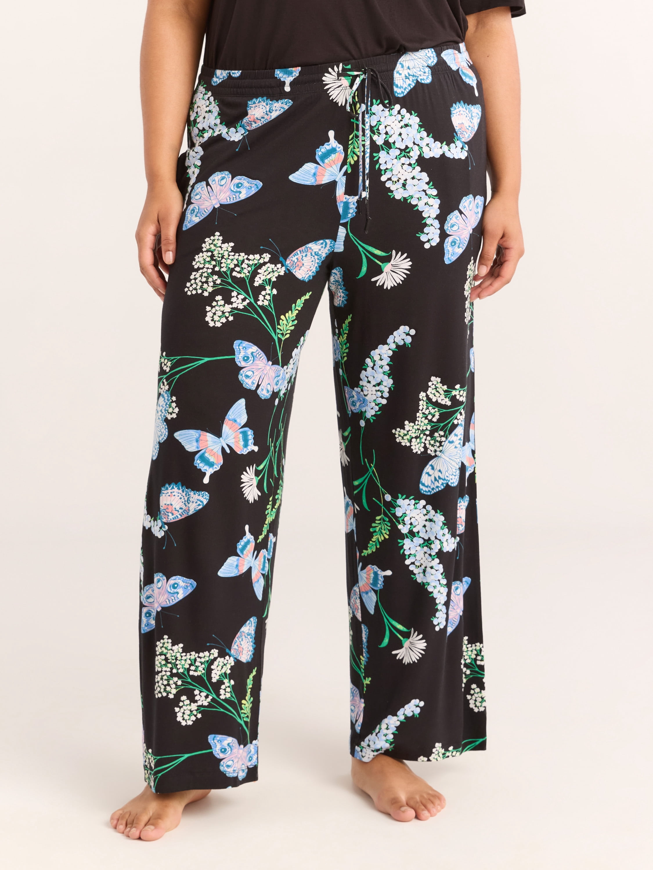 Joyspun Women’s Sleepwear Long Knit Pajama Pants, 29'' Inseam, Sizes S ...