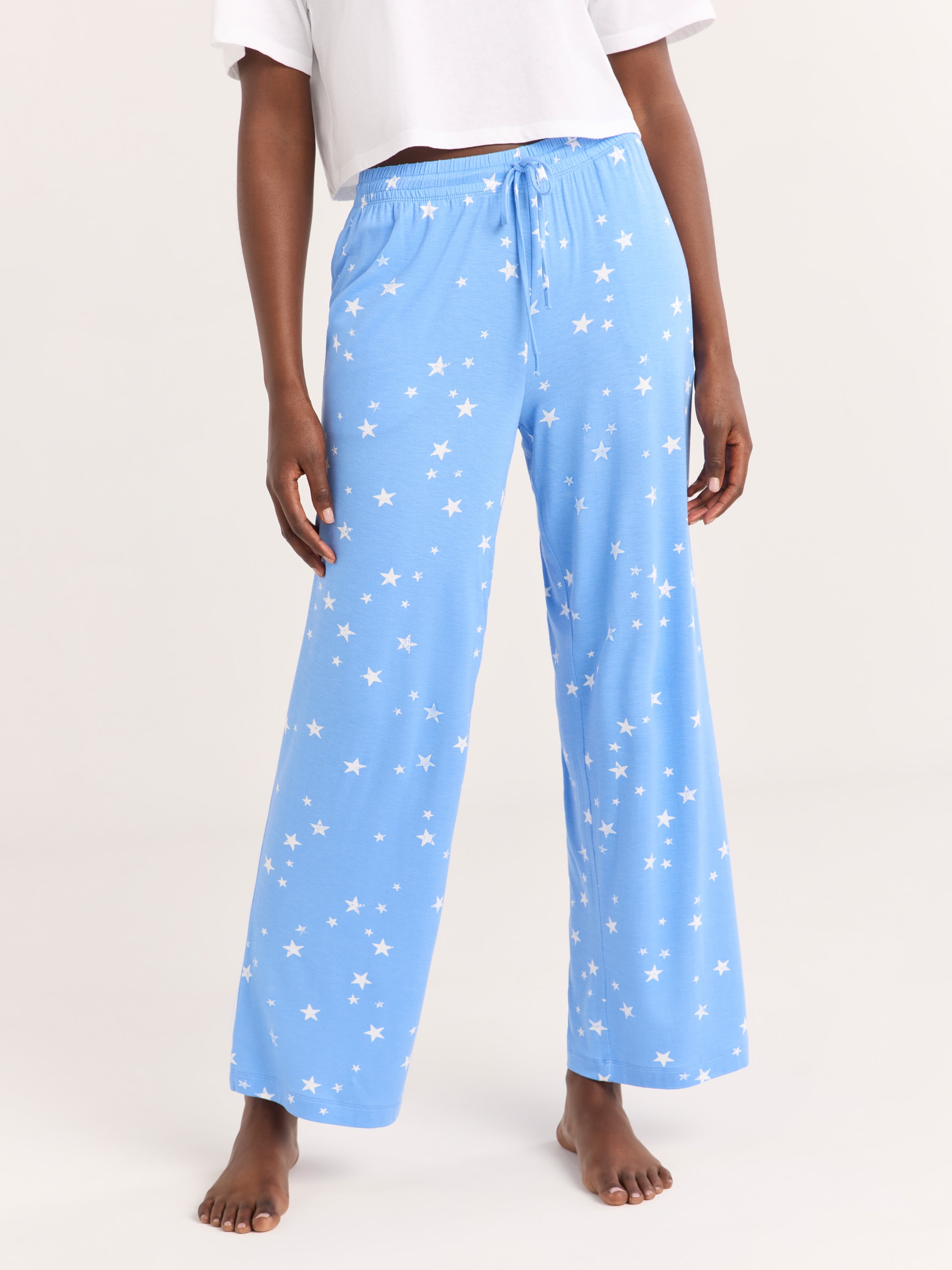 Joyspun Women’s Sleepwear Long Knit Pajama Pants, 29'' Inseam, Sizes S ...