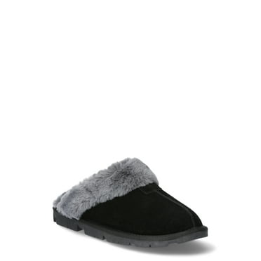 Joyspun Women’s Teddy Fleece Platform Clog Slippers - Walmart.com
