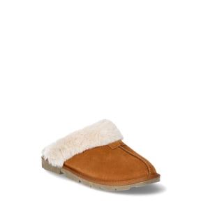 Joyspun Women's Faux Suede Platform Clog Slippers - Walmart.com
