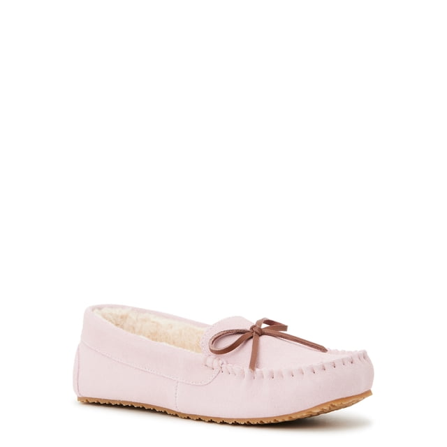 Joyspun Women's Suede Moccasins with Faux Shearling Lining, Sizes 6-11 ...