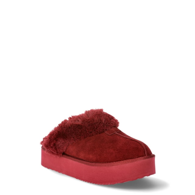 Joyspun Women's Suede Platform Clog Slippers - Walmart.com