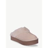 Joyspun Women's Faux Suede Platform Clog Slippers - Walmart.com