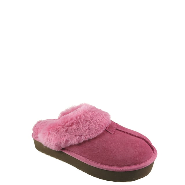 Joyspun Women's Suede Platform Clog Slippers - Walmart.com