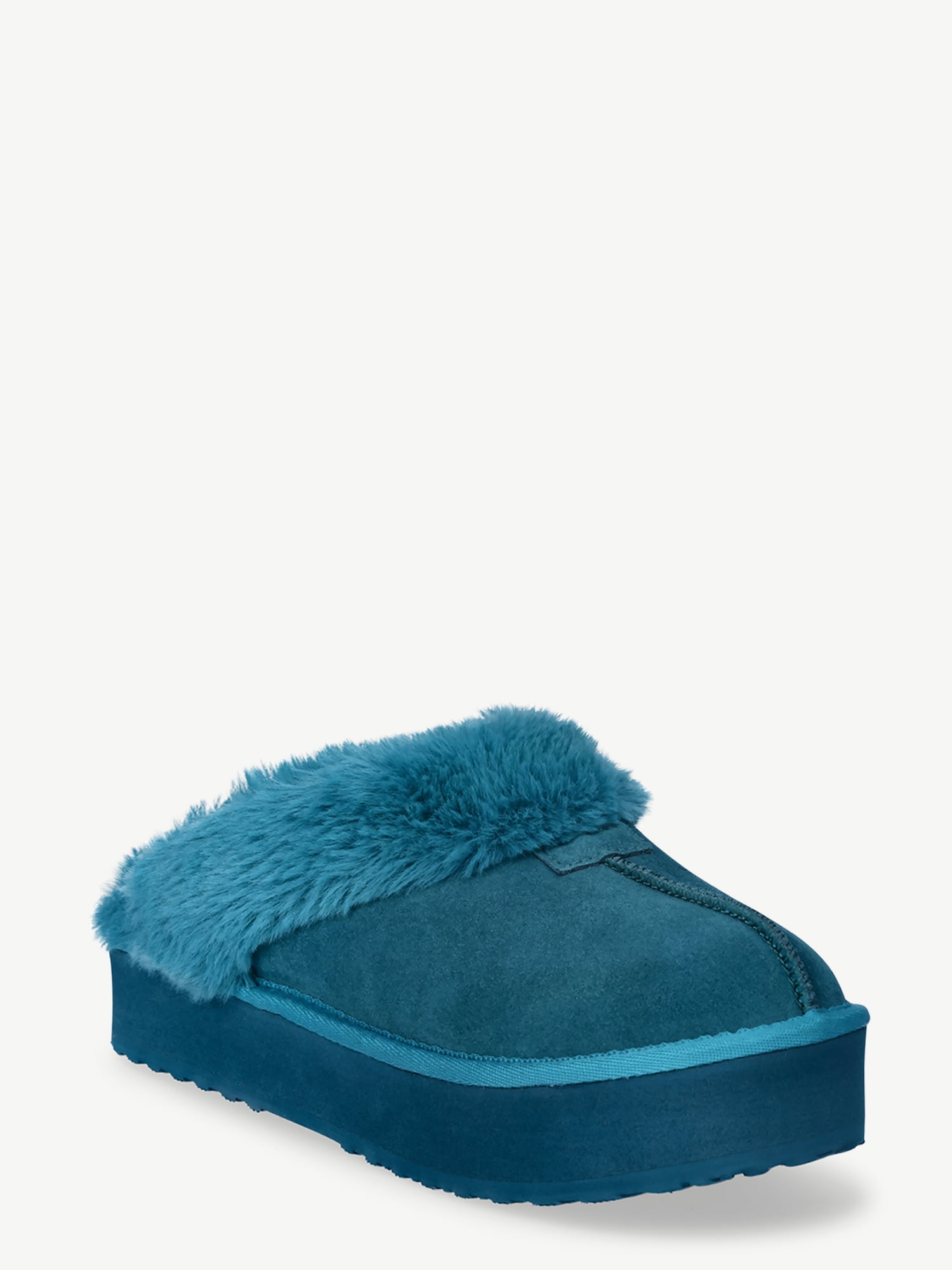 Joyspun Women's Suede Platform Clog Slippers - Walmart.com