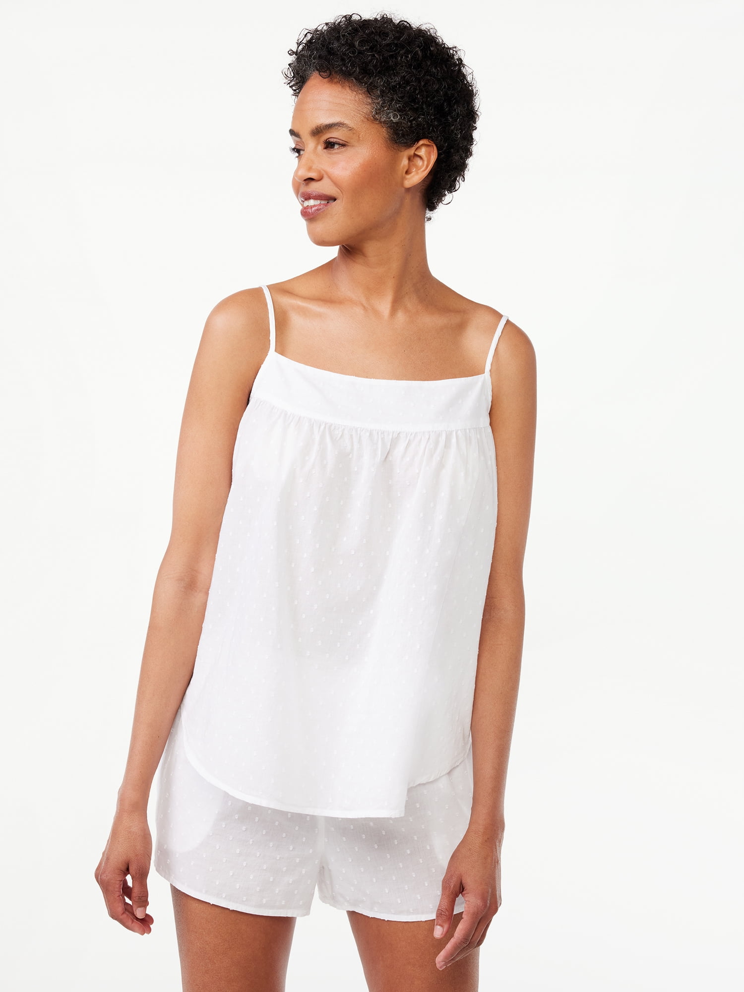 Joyspun Women's Swiss Dot Cami Top and Shorts Sleep Set, 2-Piece, Sizes ...